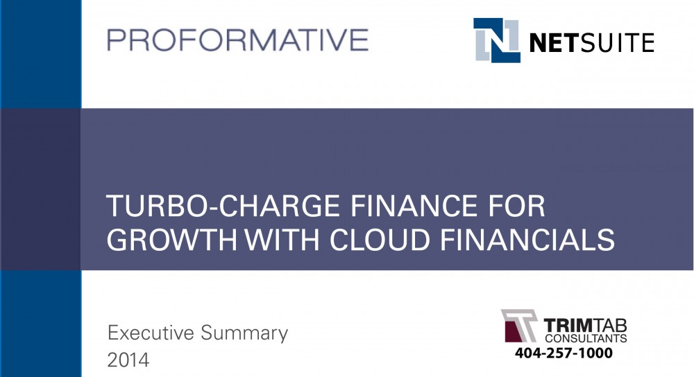 Turbo-Charge Finance for Growth with Cloud Financials - Trimtab Consultants
